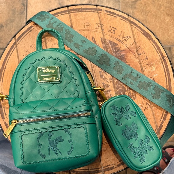 Loungefly | Bags | Loungefly Green Quilted Backpack With Bambi Design ...